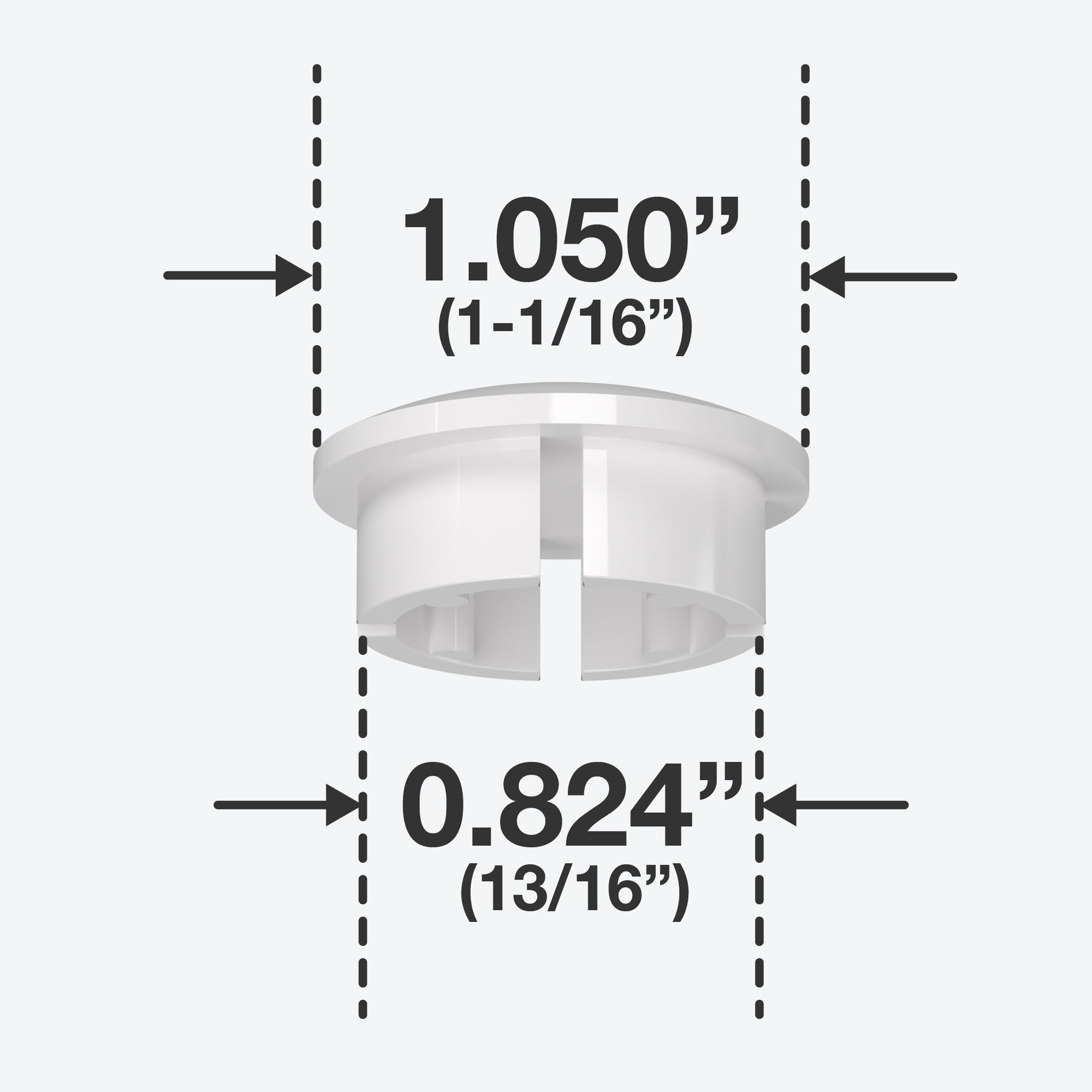 3/4 in. Internal Furniture Grade PVC Dome Cap - White | FORMUFIT