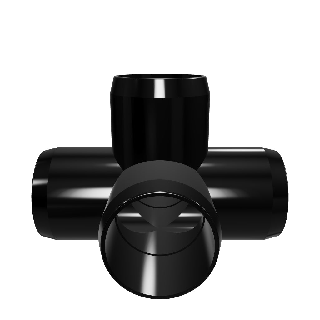 1 in. 5-Way Furniture Grade PVC Cross Fitting - Black | FORMUFIT