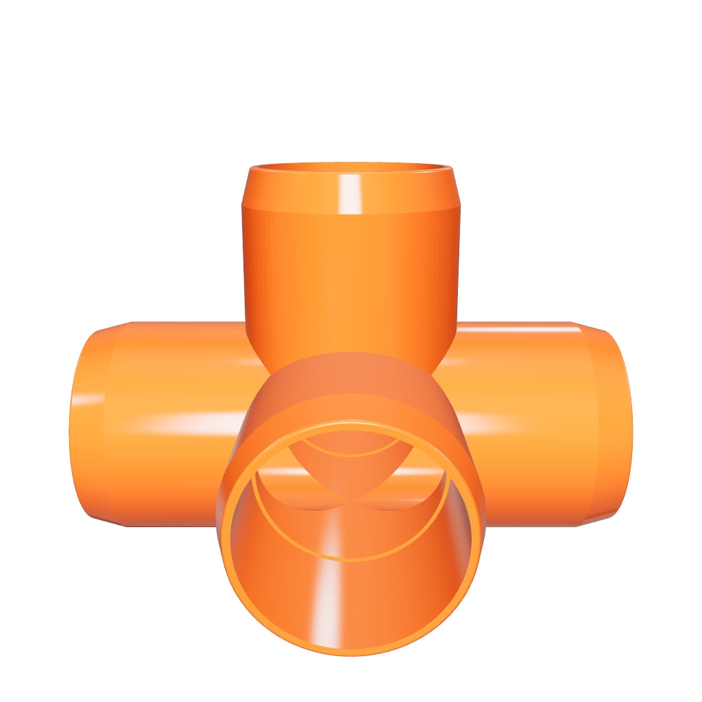 1 in. 5-Way Furniture Grade PVC Cross Fitting - Orange | FORMUFIT