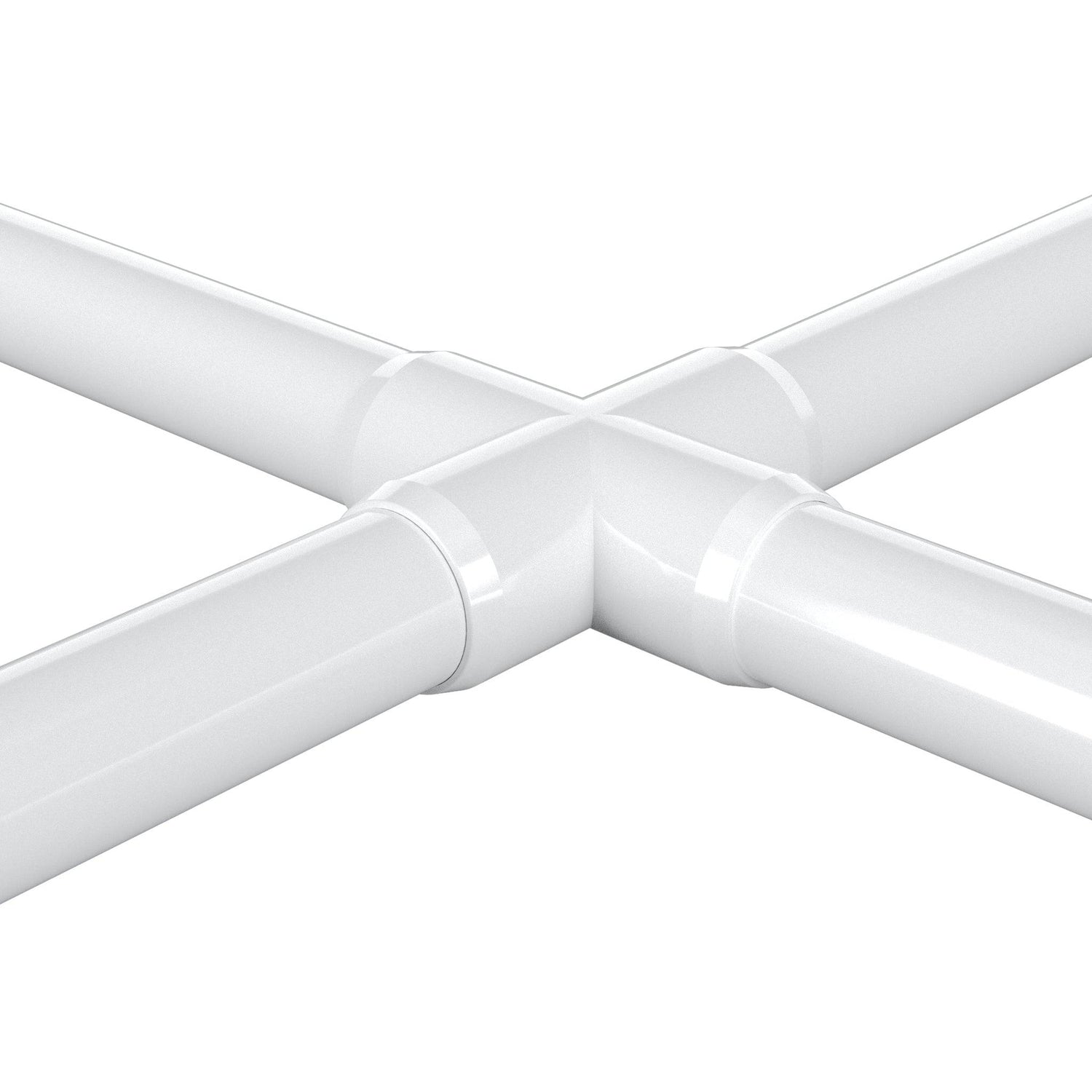 1 in. Furniture Grade PVC Cross Connector - White | FORMUFIT