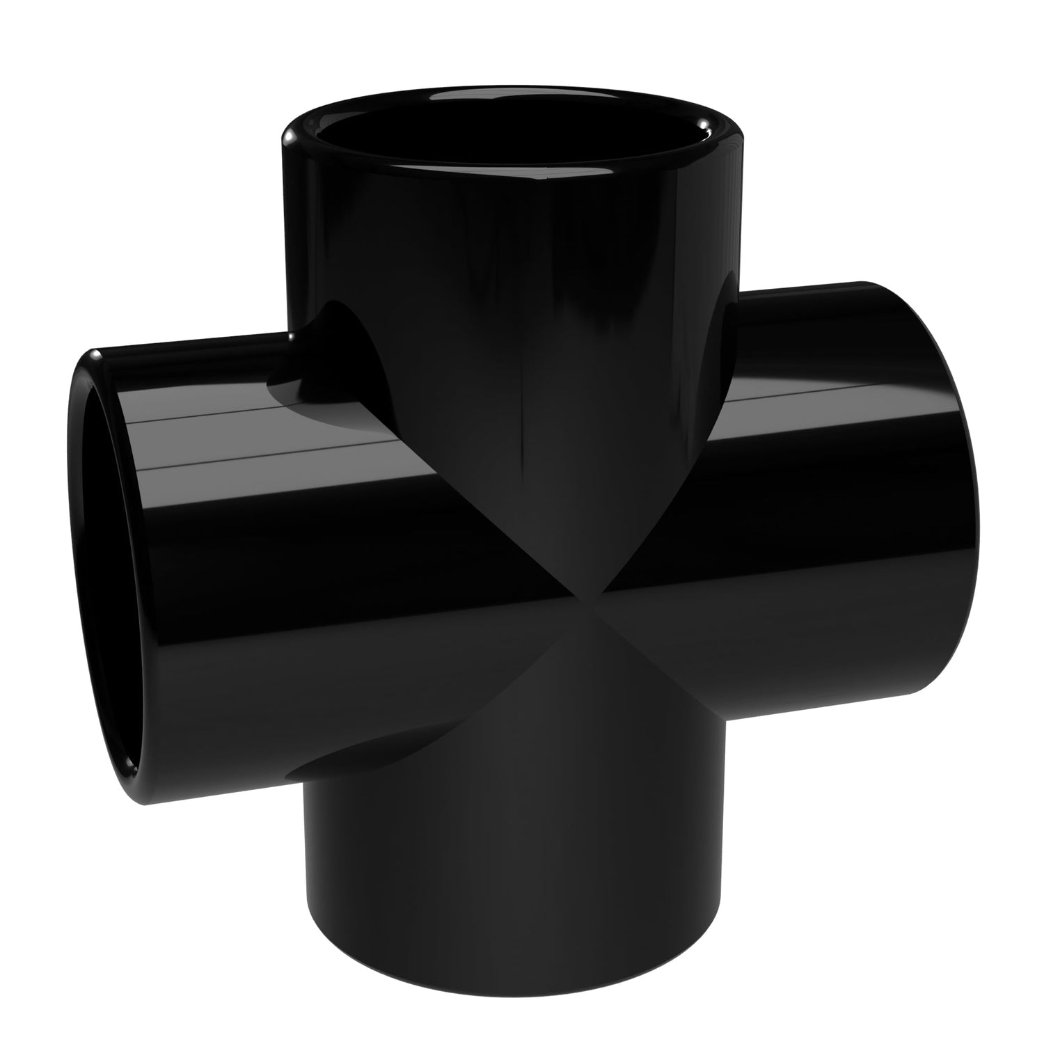 2 in. Furniture Grade PVC Cross Connector - Black | FORMUFIT