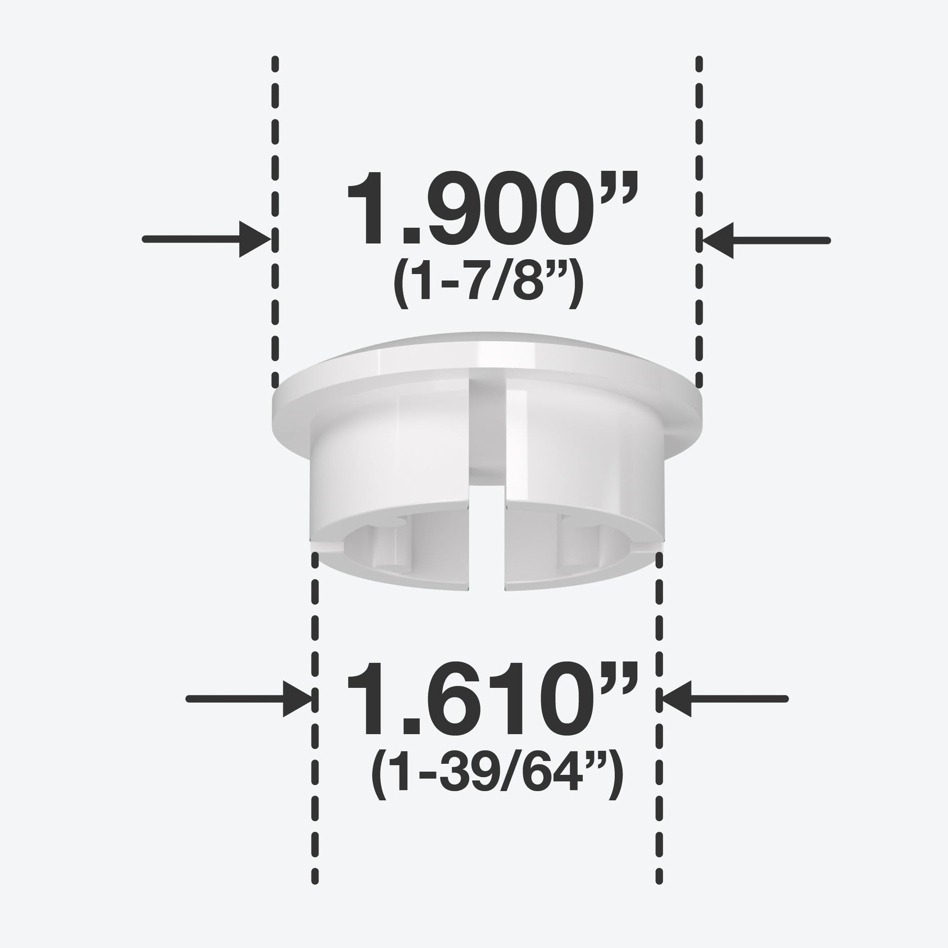 1-1/2 in. Internal Furniture Grade PVC Dome Cap - White | FORMUFIT