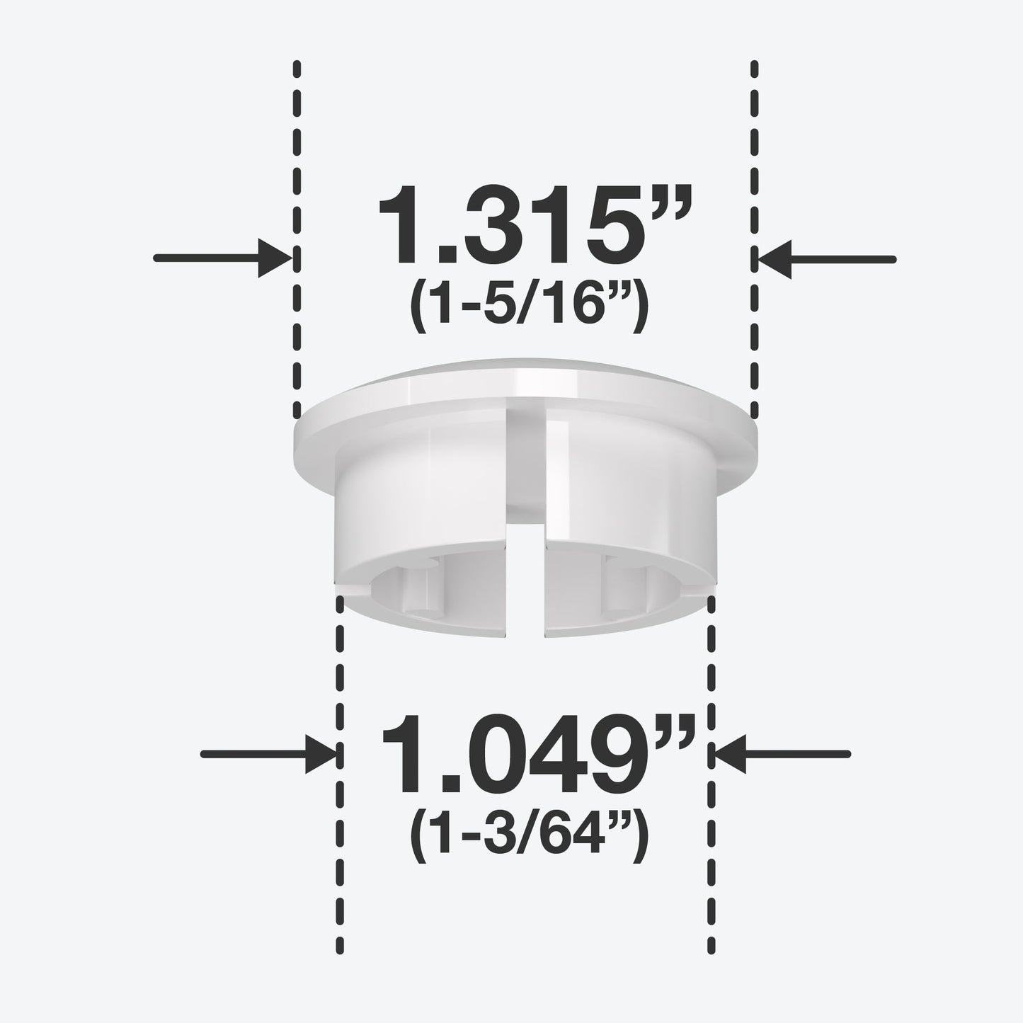 1 in. Internal Furniture Grade PVC Dome Cap - White | FORMUFIT