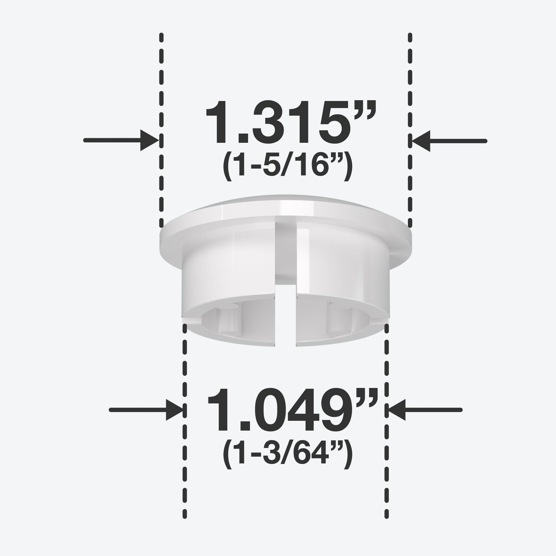 1 in. Internal Furniture Grade PVC Dome Cap - White | FORMUFIT