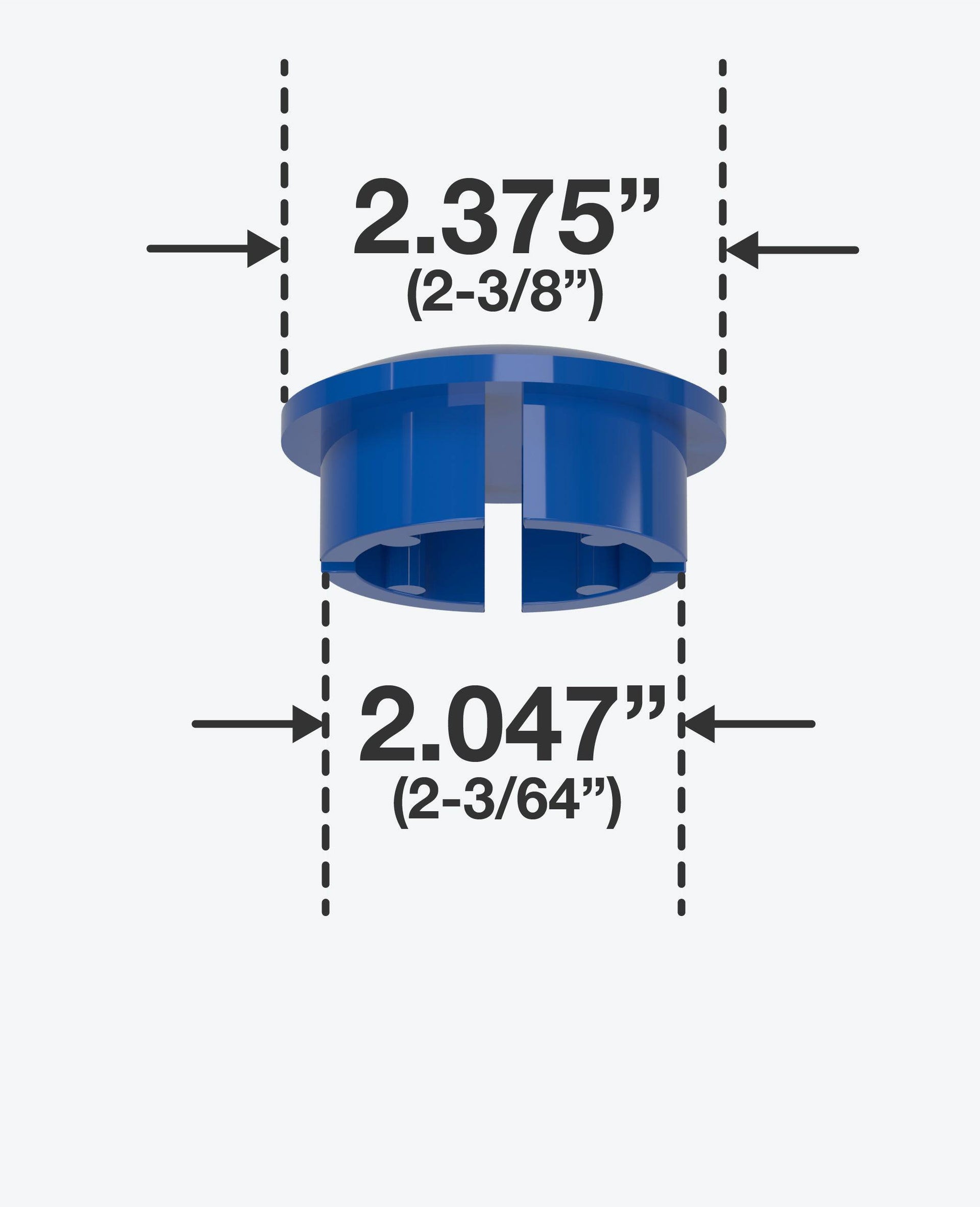 2 in. Internal Furniture Grade PVC Dome Cap - Blue | FORMUFIT