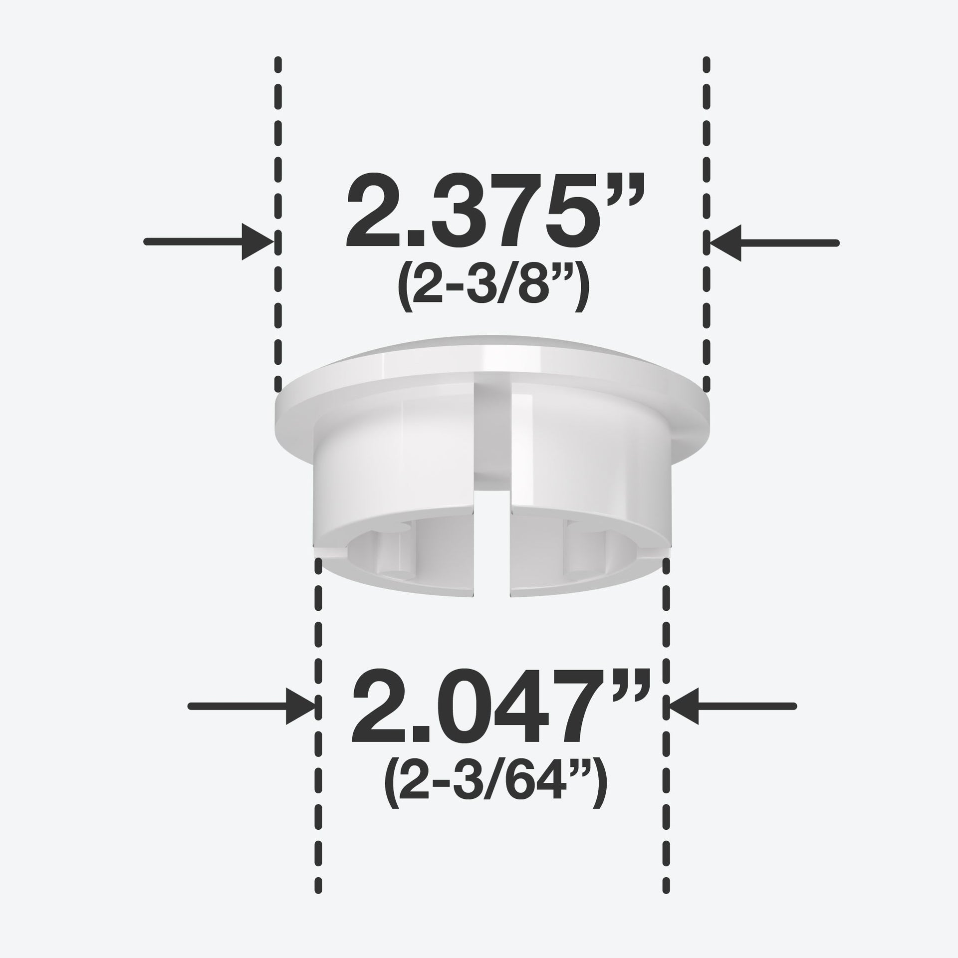 2 in. Internal Furniture Grade PVC Dome Cap - White | FORMUFIT
