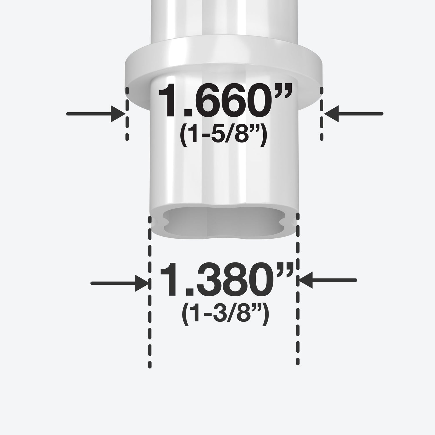 1-1/4 in. Internal Furniture Grade PVC Coupling - White | FORMUFIT