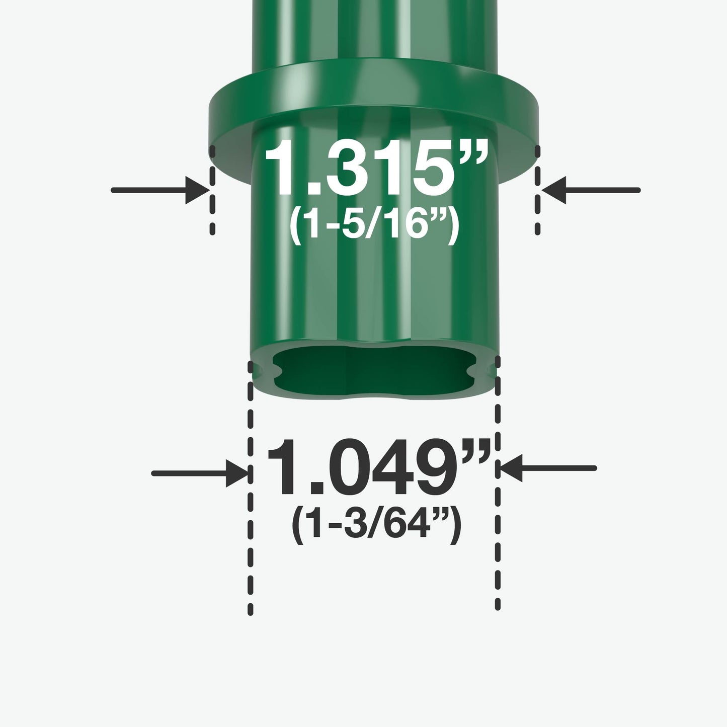 1 in. Internal Furniture Grade PVC Coupling - Green | FORMUFIT