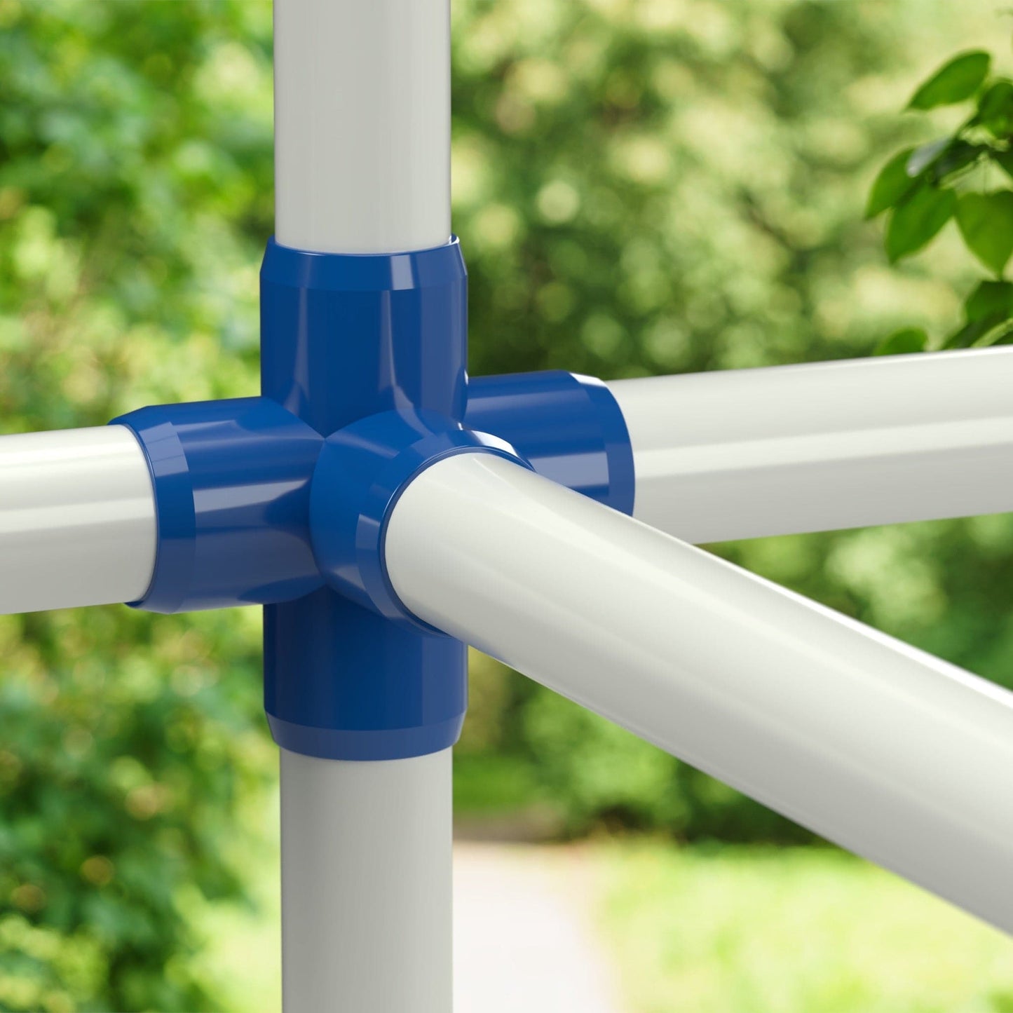 1-1/4 in. 5-Way Furniture Grade PVC Cross Fitting - Blue | FORMUFIT