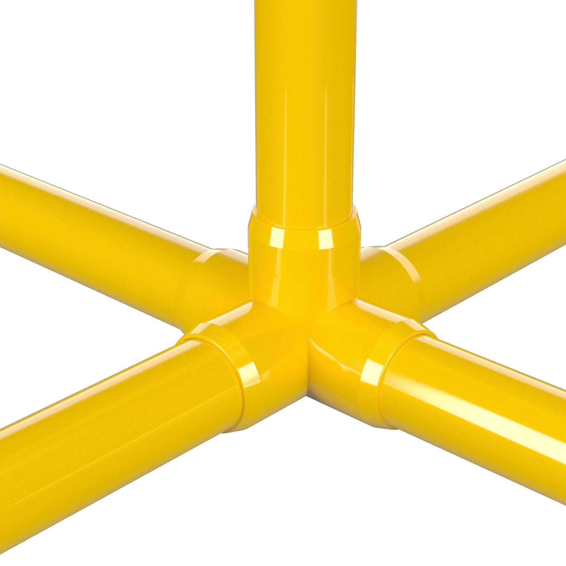 1-1/4 in. 5-Way Furniture PVC Cross Fitting - Yellow | FORMUFIT