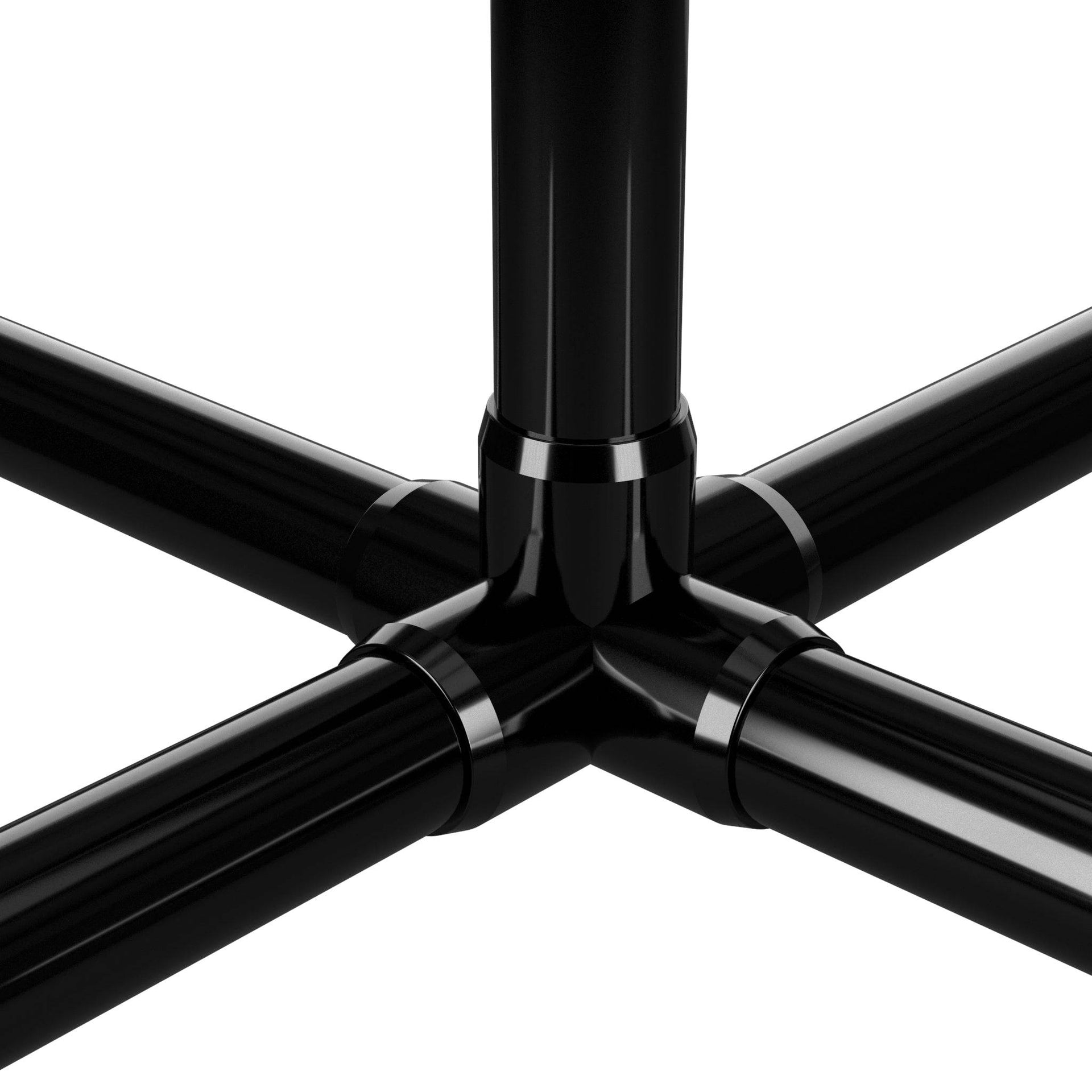 1 in. 5-Way Furniture Grade PVC Cross Fitting - Black | FORMUFIT